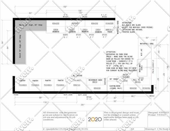 Design your 2d kitchen layout elevations in 2020 design by Angeljustdesign | Fiverr